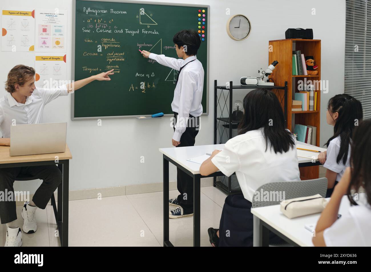 Teaching Pythagorean Theorem in Classroom with Diverse Students Stock ...