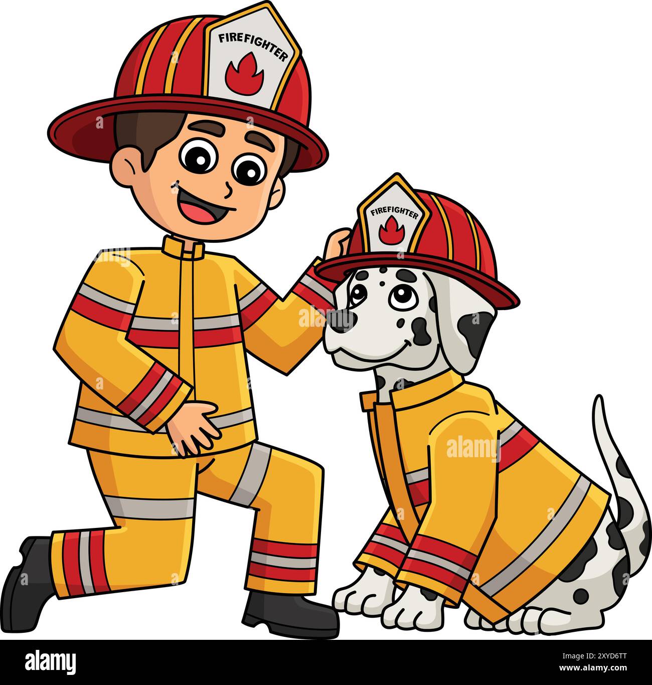Firefighter Boy and Firefighter Dog Clipart Stock Vector Image & Art ...
