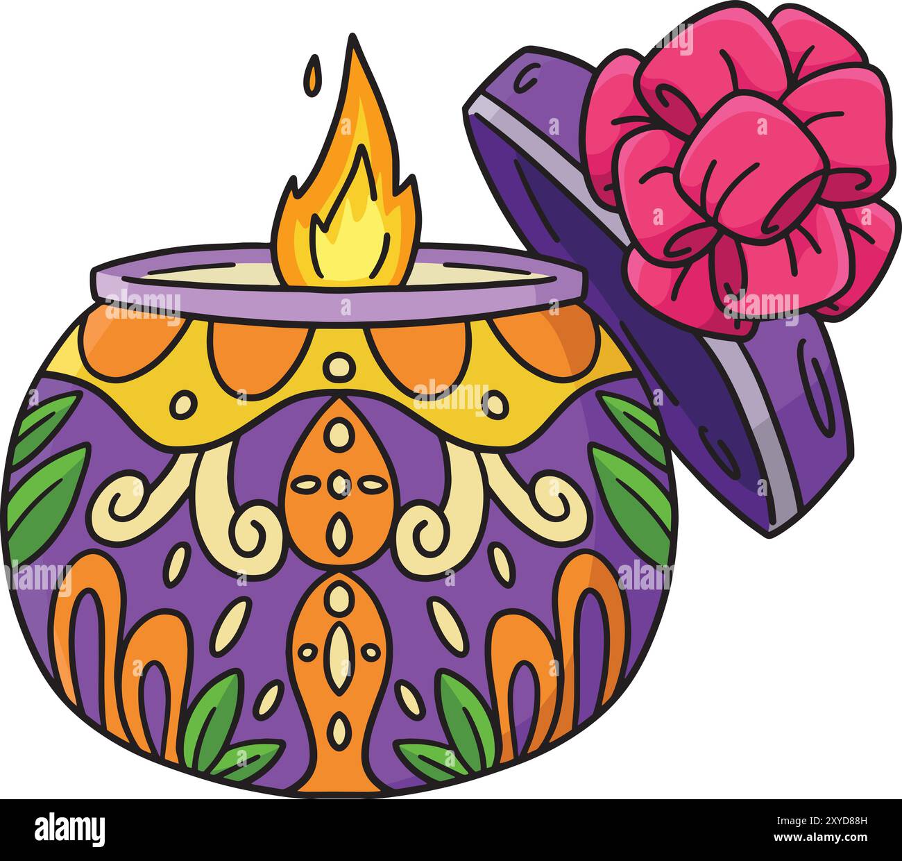 Diwali Candle Present Cartoon Colored Clipart Stock Vector Image & Art ...