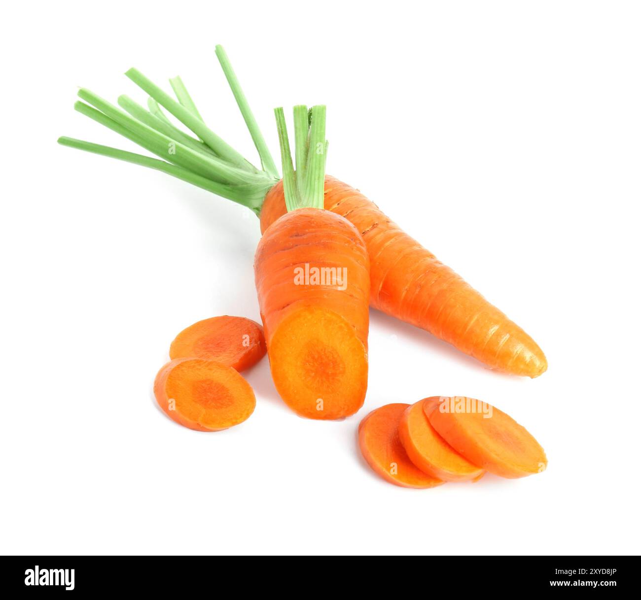 Whole and cut fresh carrots isolated on white Stock Photo - Alamy