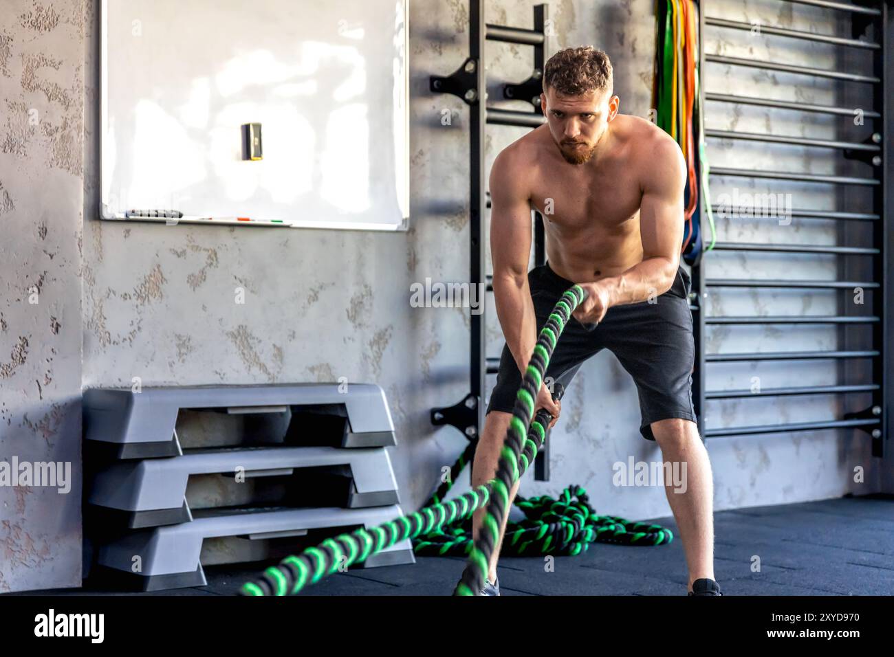 Man performs triceps exercises on hi-res stock photography and images ...