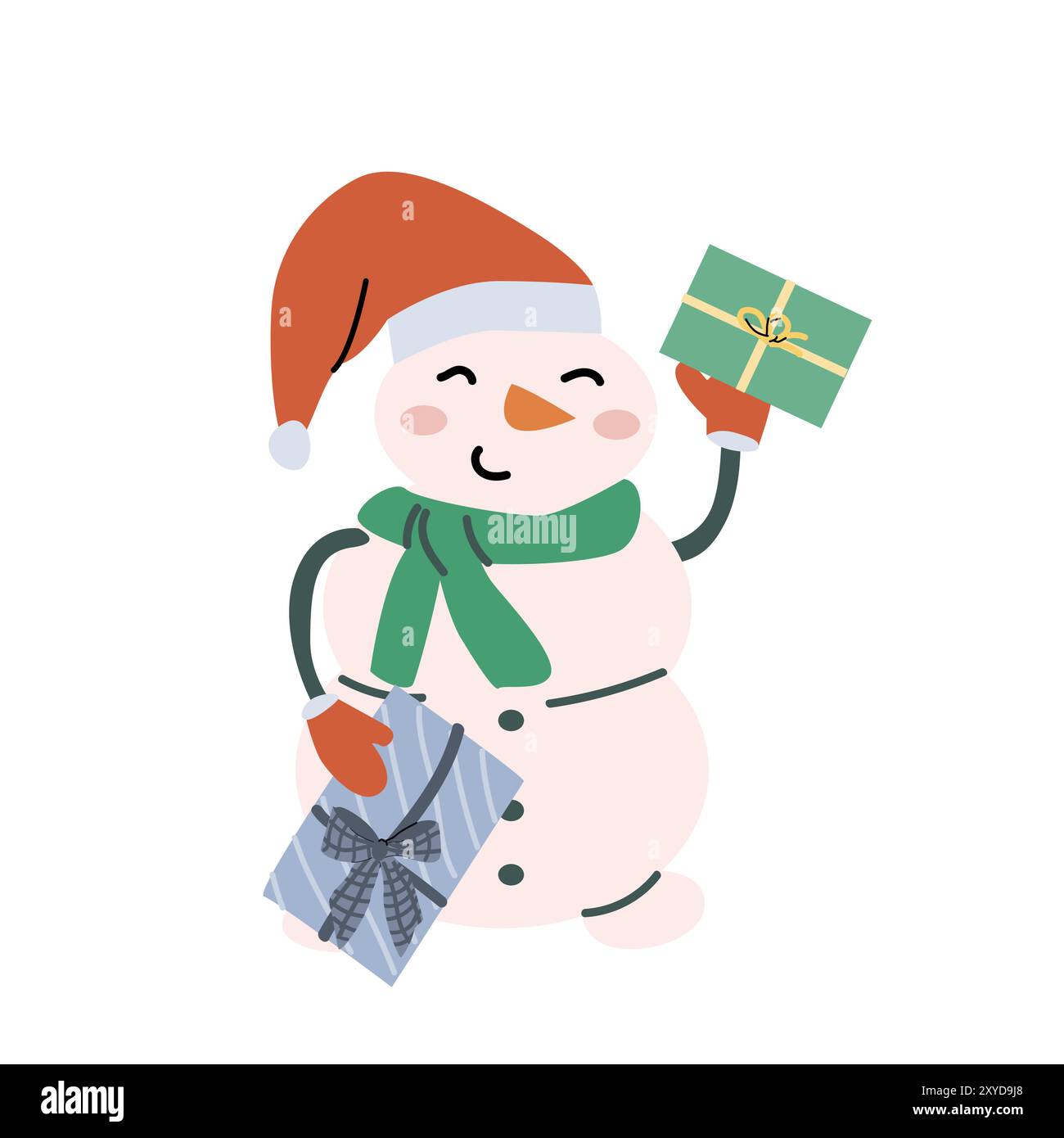 Flat cartoon sticker snowman Cut Out Stock Images & Pictures - Alamy