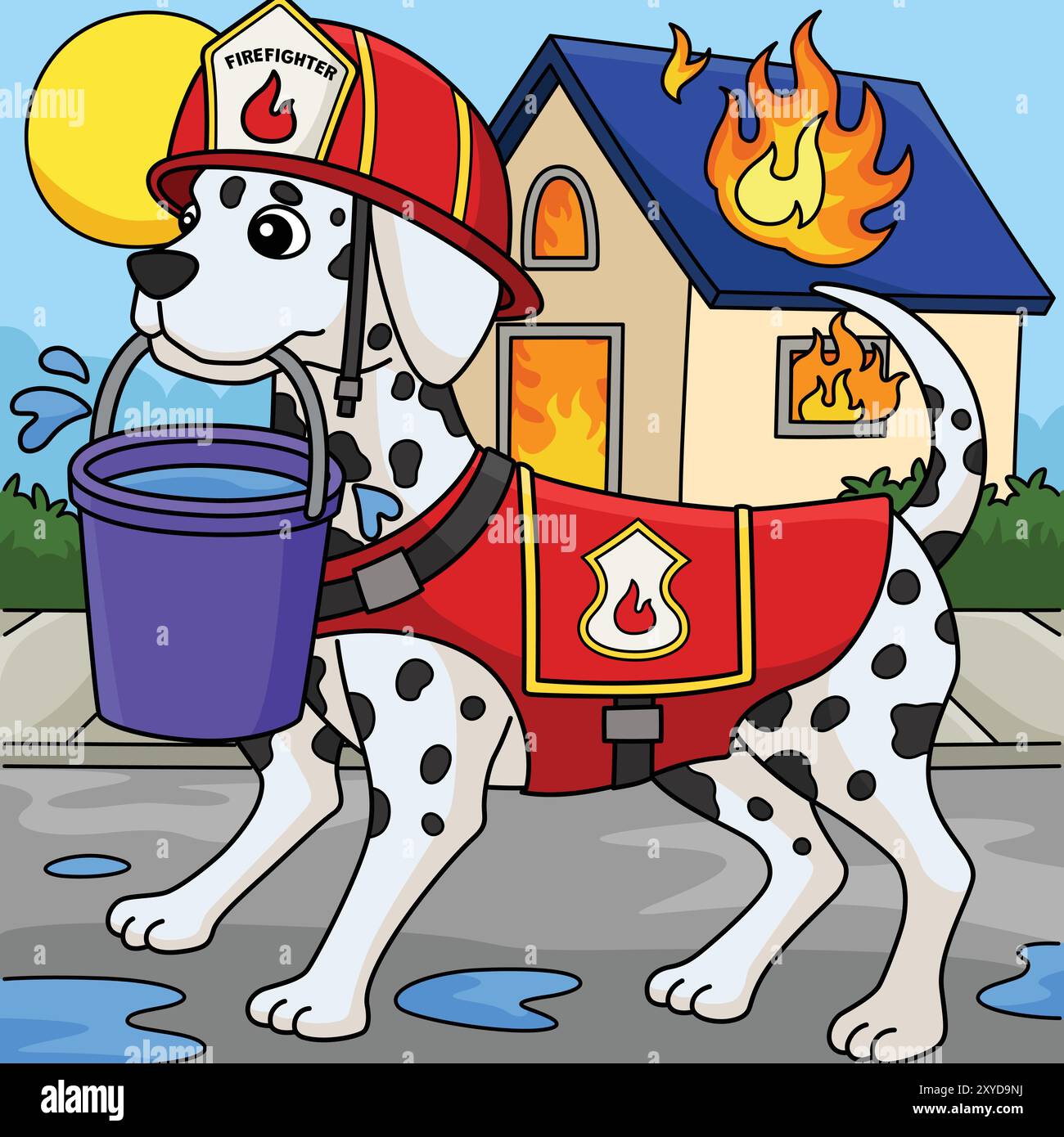 Firefighter Dog Cartoon