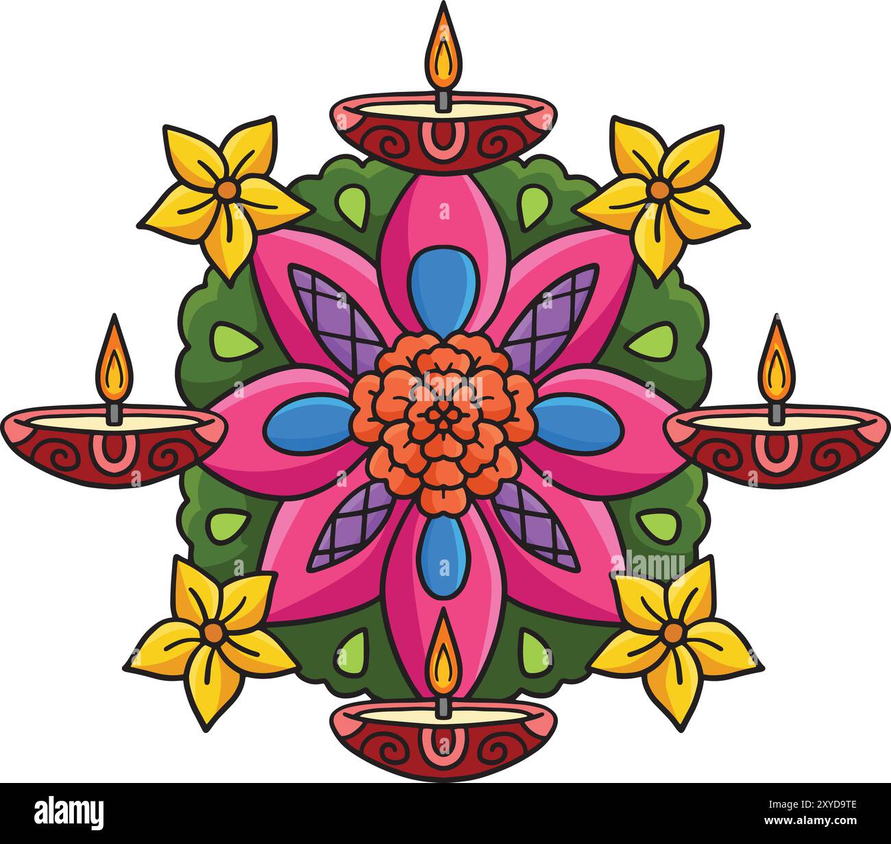 Diwali Rangoli Cartoon Colored Clipart Stock Vector Image & Art - Alamy