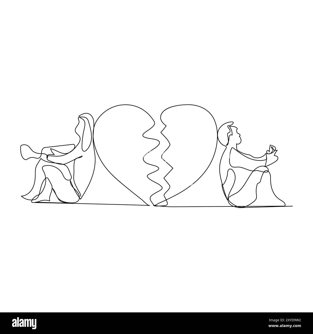 Continuous single line drawing heart valentine's day love vector ...