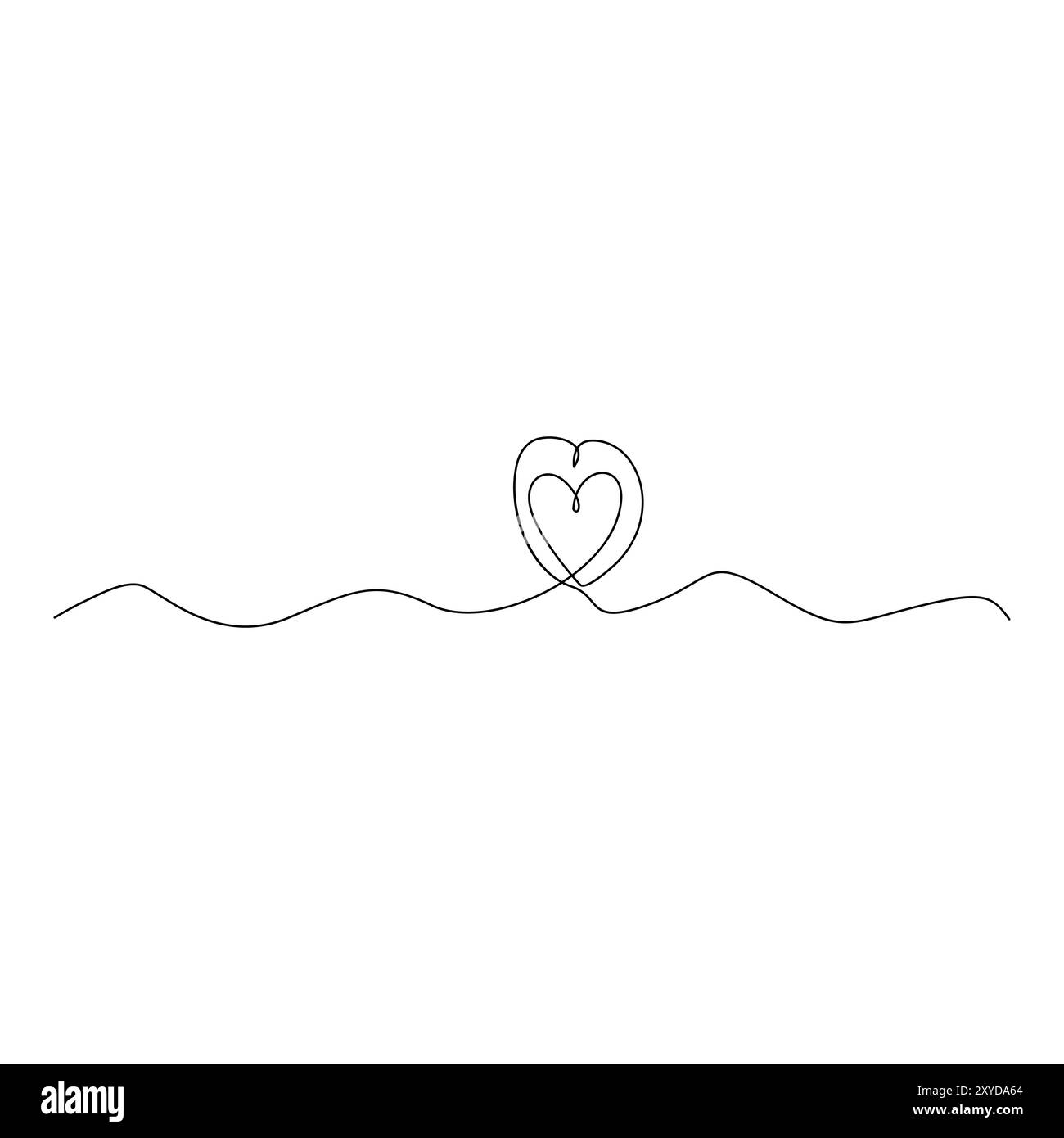 Continuous single line drawing heart valentine's day love vector ...