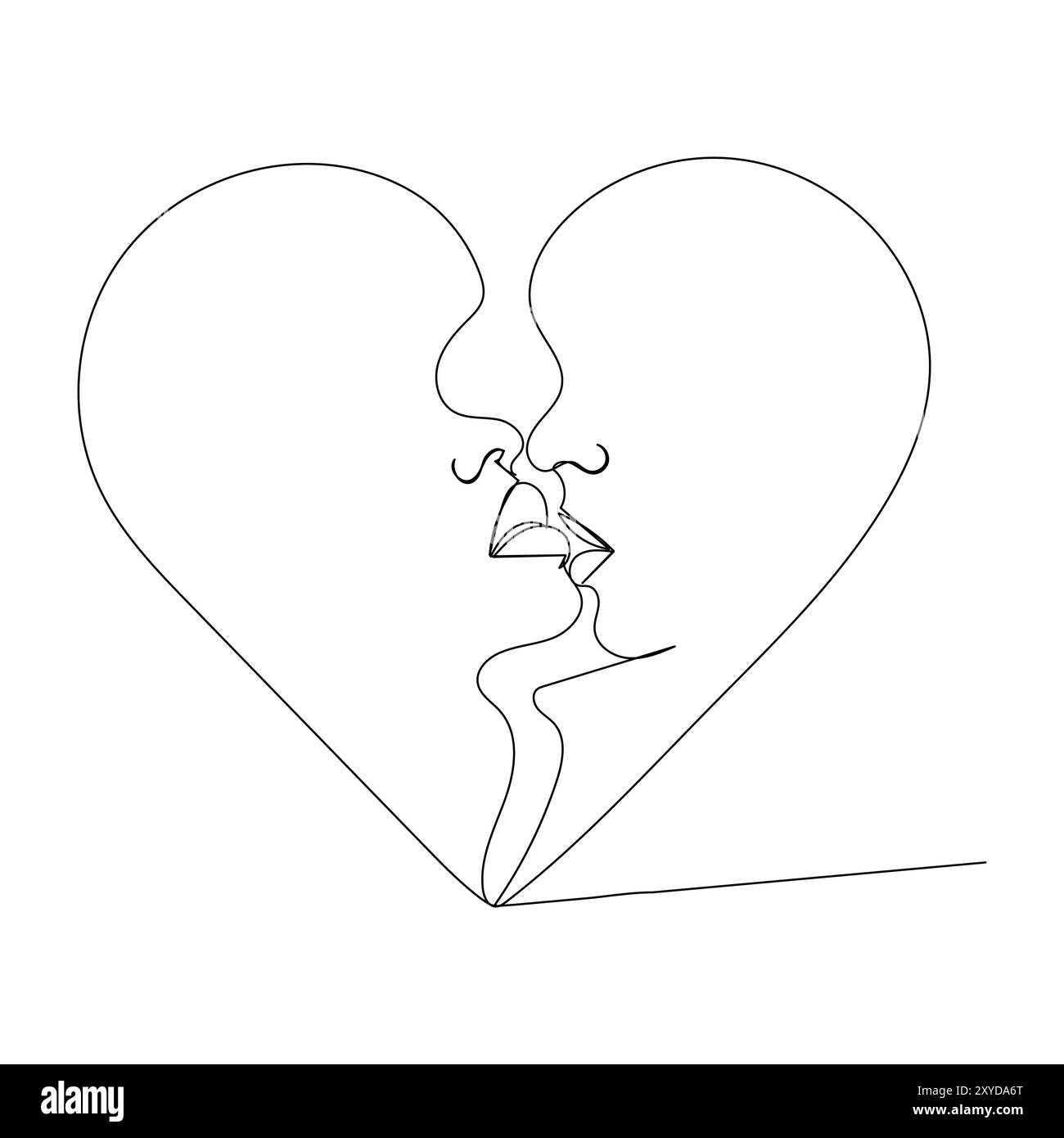 Continuous single line drawing heart valentine's day love vector ...
