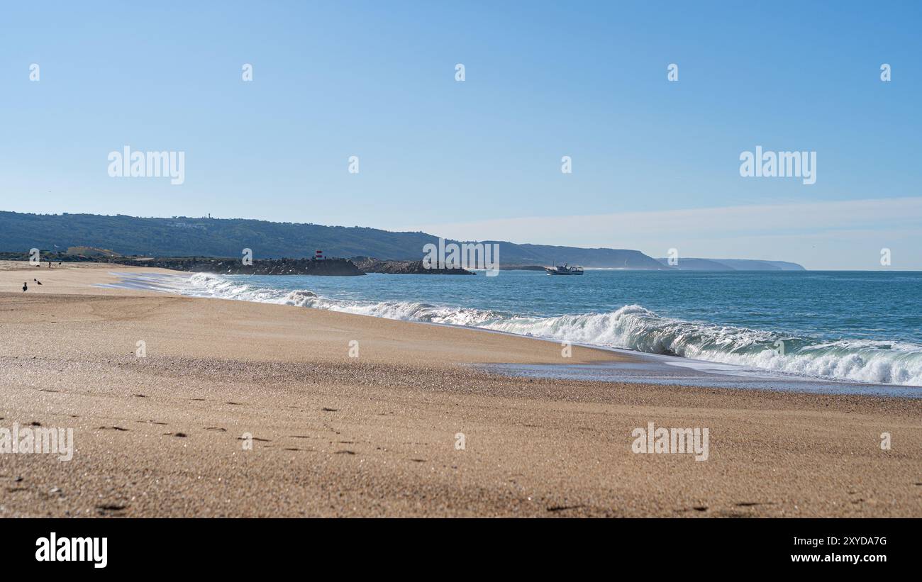 Beautiful view of the Nazare Beach Stock Photo - Alamy
