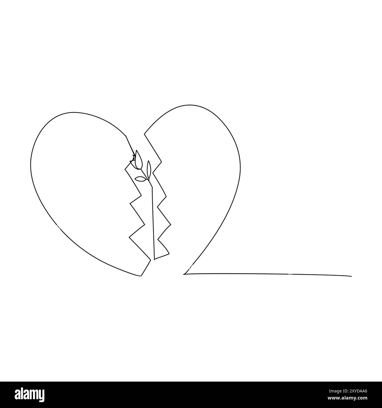 Continuous single line drawing heart valentine's day love vector ...