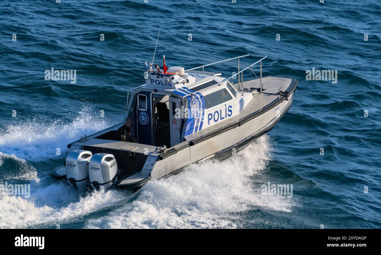 Turkish Police Boat on the Bosphorus Straight, Istanbul, Turkey Stock ...