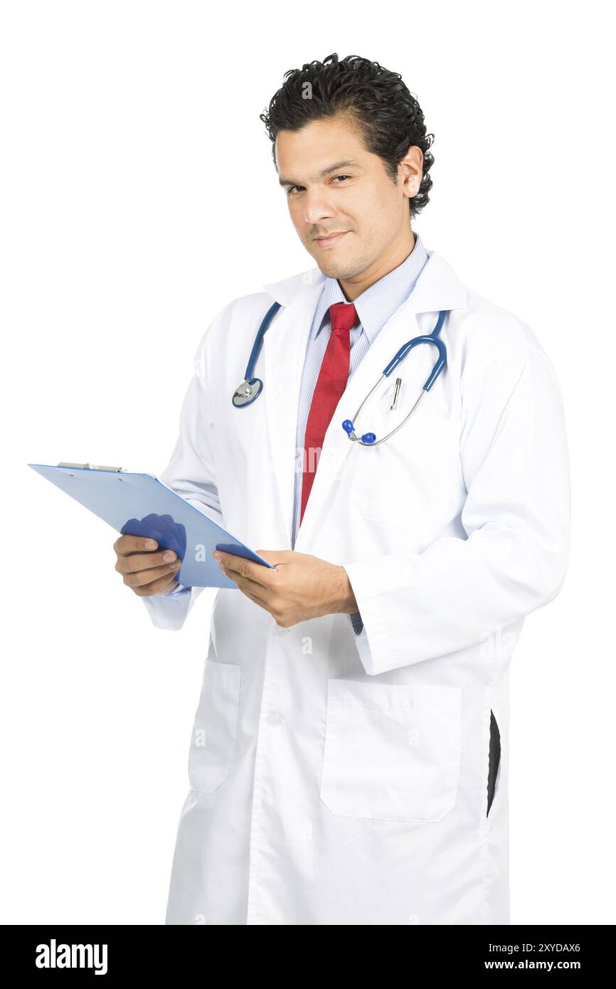 Smiling doctor looks camera listens hi-res stock photography and images ...