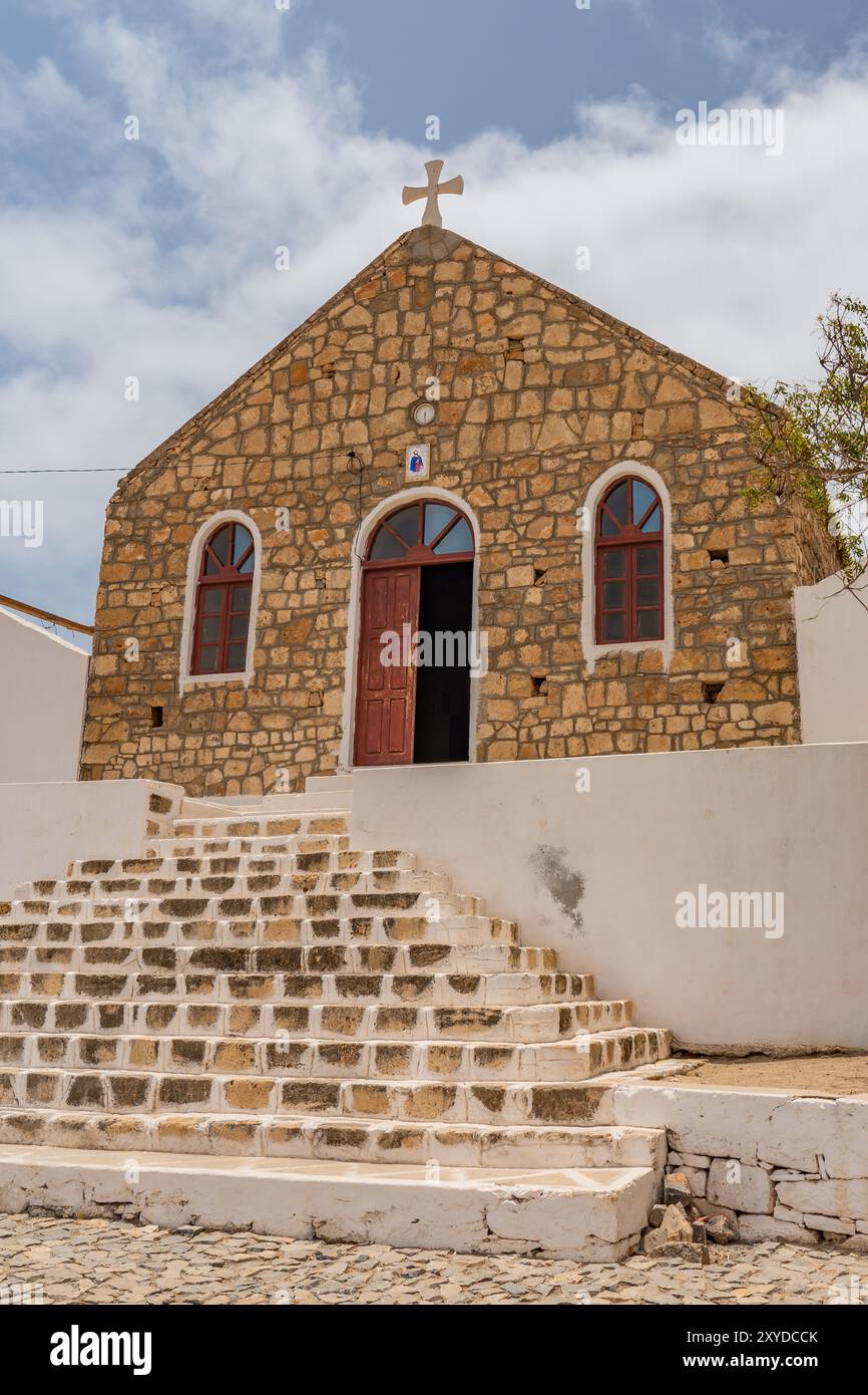 Pedro Vas village with the historical church building on Maio Island, Cape Verde Stock Photo - Alamy