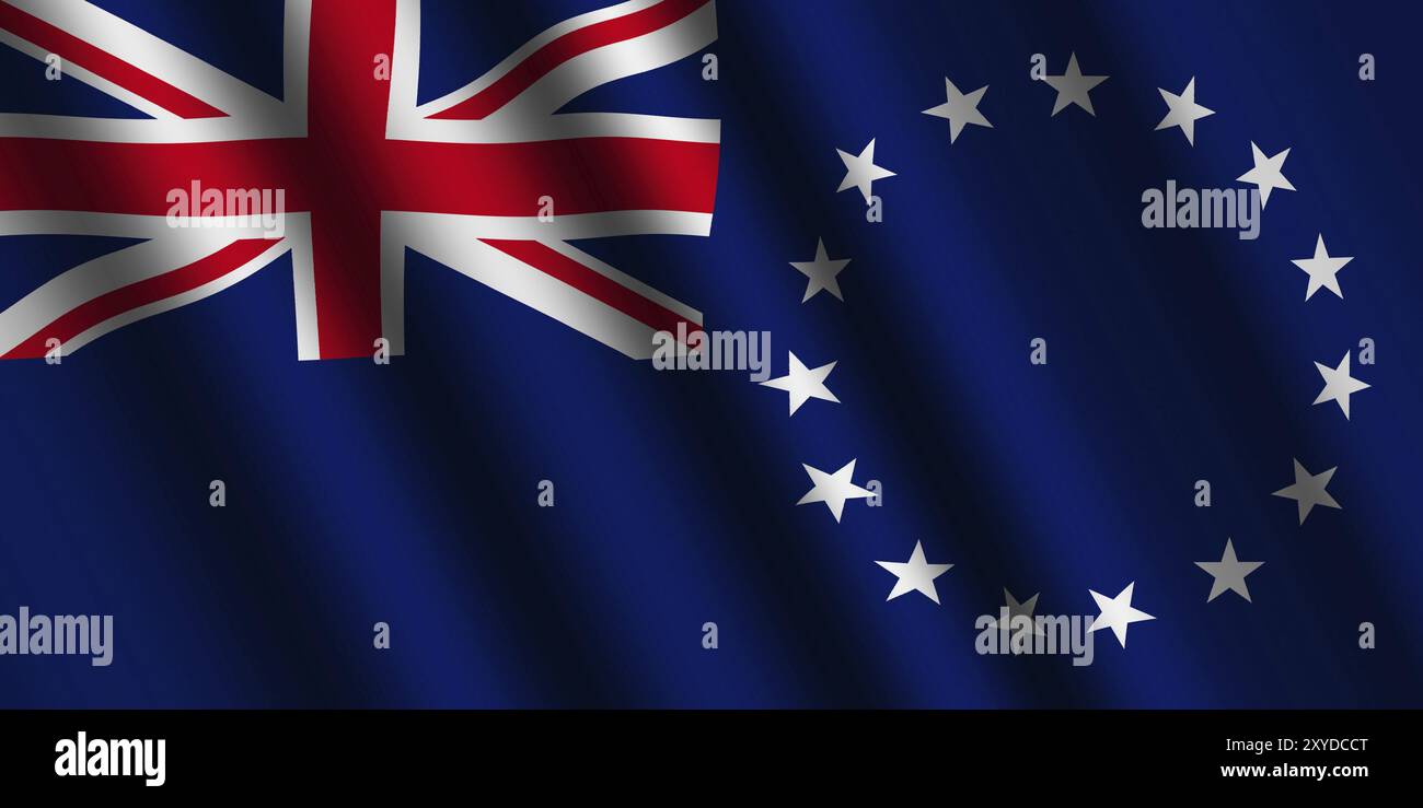 The Cook Islands flag flying in the wind Stock Photo - Alamy