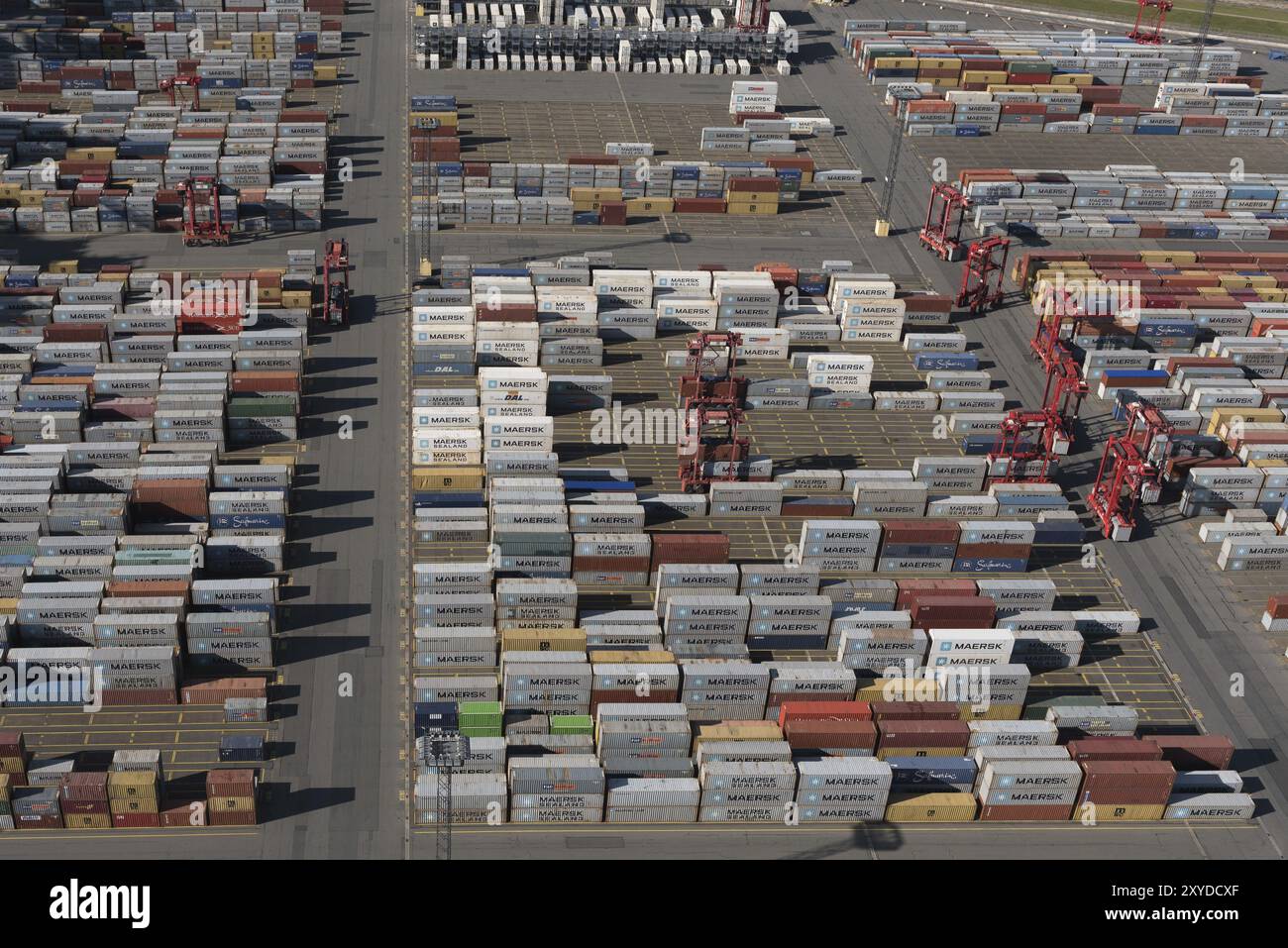 Aerial photo of container place. Obliuqe forward photo of container ...