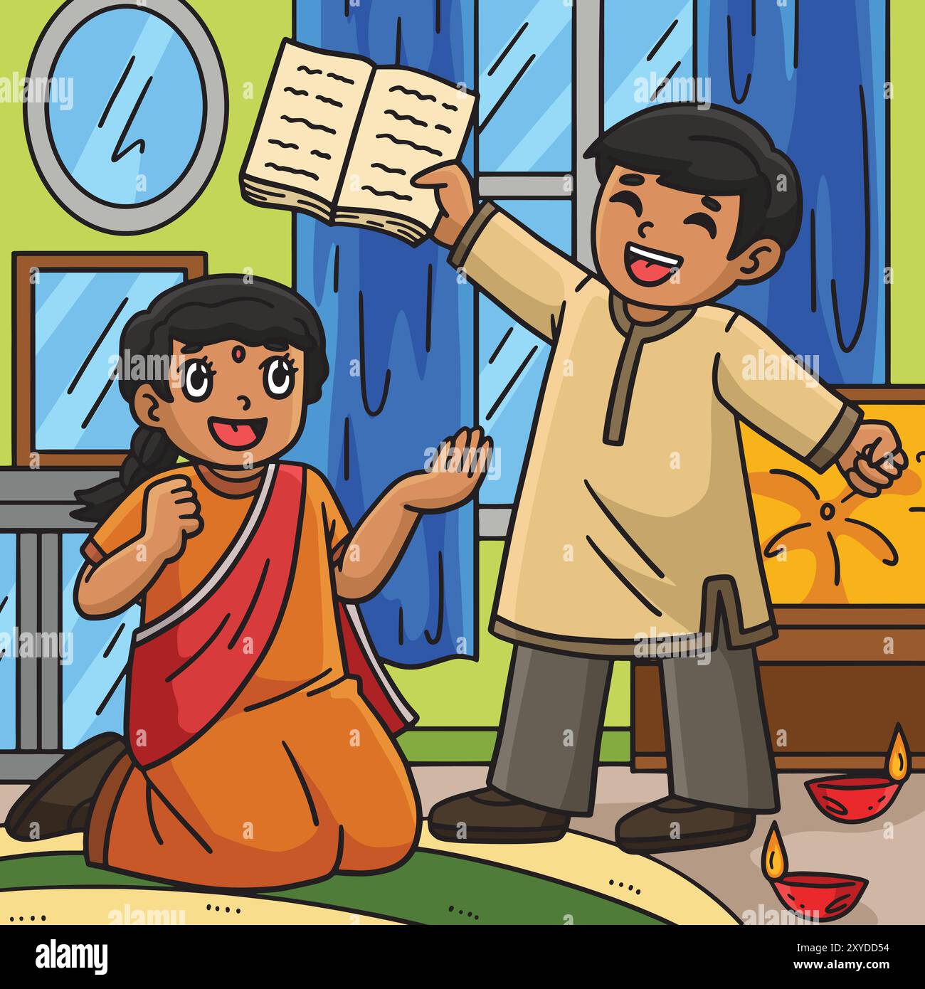 Diwali Children Telling Stories Colored Cartoon Stock Vector Image ... Diwali Children Telling Stories Colored Cartoon Stock Vector Image ...