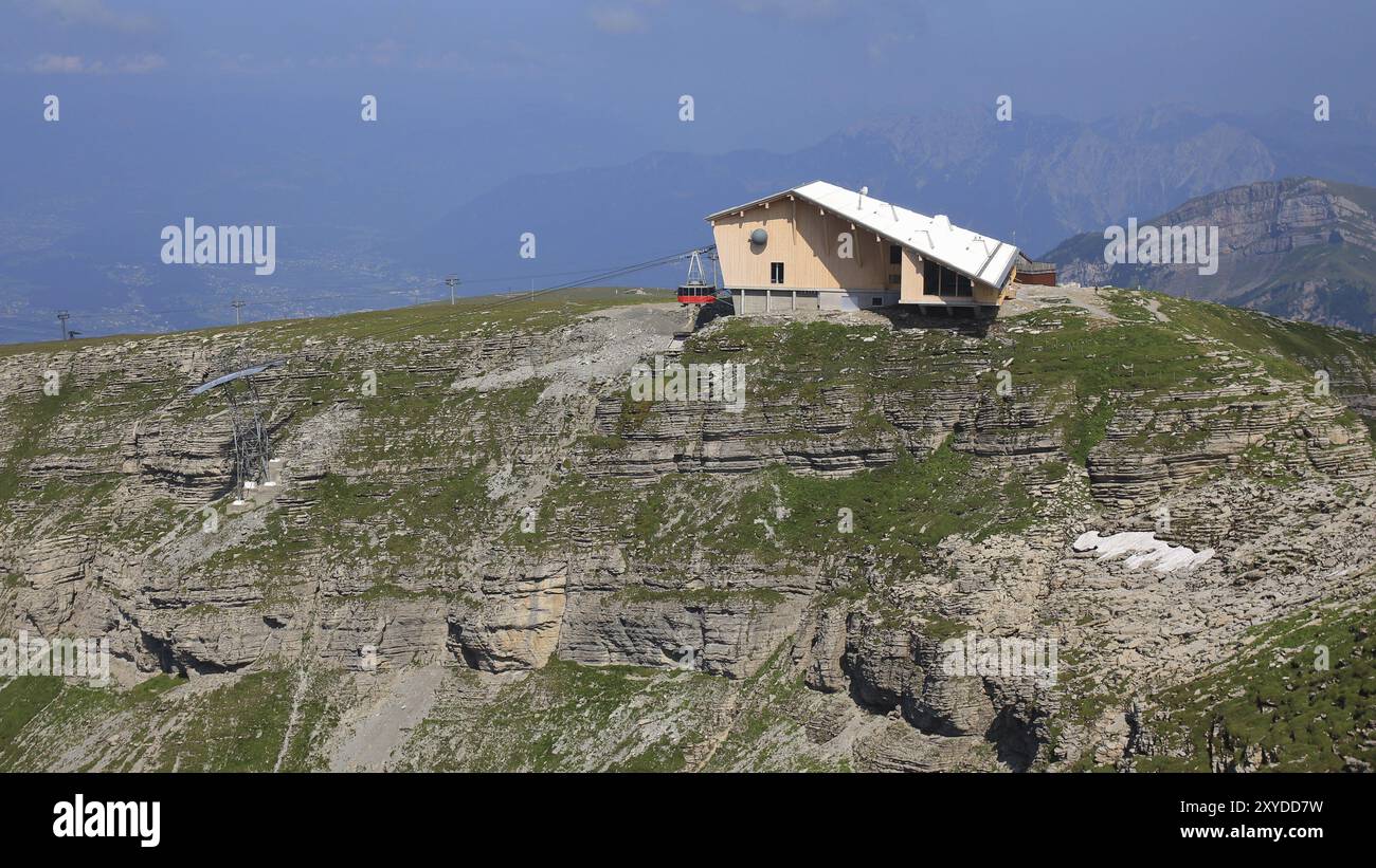 New summit station of the Chaserrugg cable car. Swiss Alps Stock Photo ...