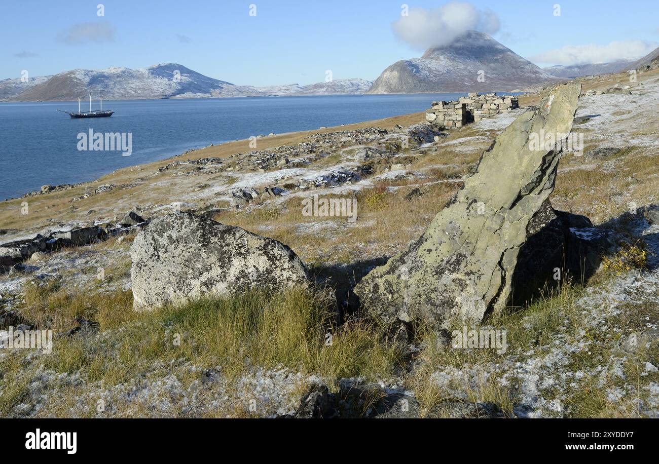 Ruins of the Viking settlement of Hvalsey, south-west Greenland Stock ...