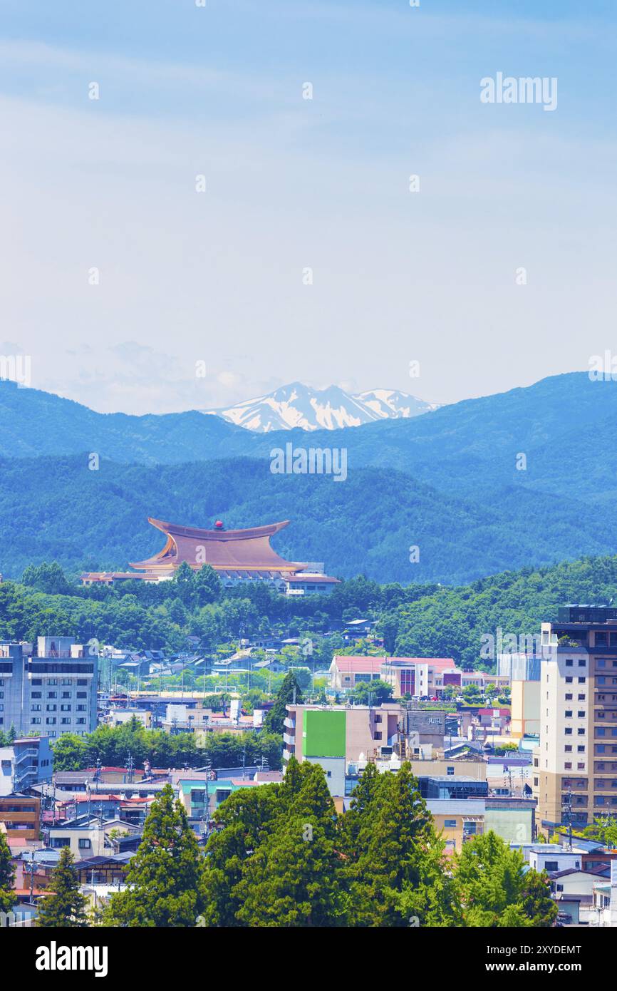 Takayama city, Sukyo Mahikari World Headquarters and snow-capped ...