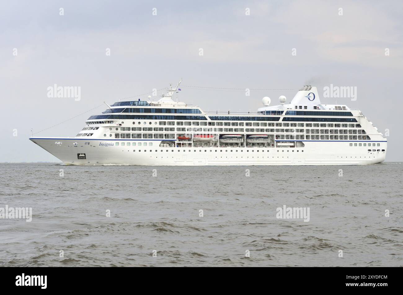 Cruise ship Insignia IMO-Nr: 9156462 outbound by Cuxhaven on the way to ...