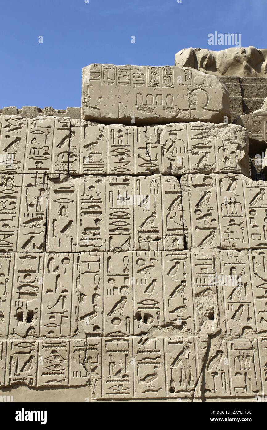 Ancient egypt hieroglyphs in the Karnak Temple, Luxor Stock Photo - Alamy