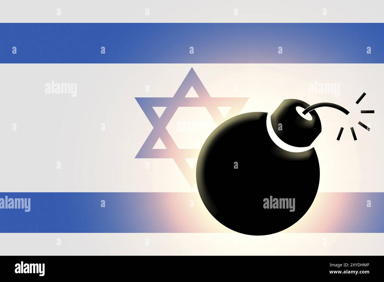 The Israeli flag and bomb illustration. Closeup Stock Photo - Alamy