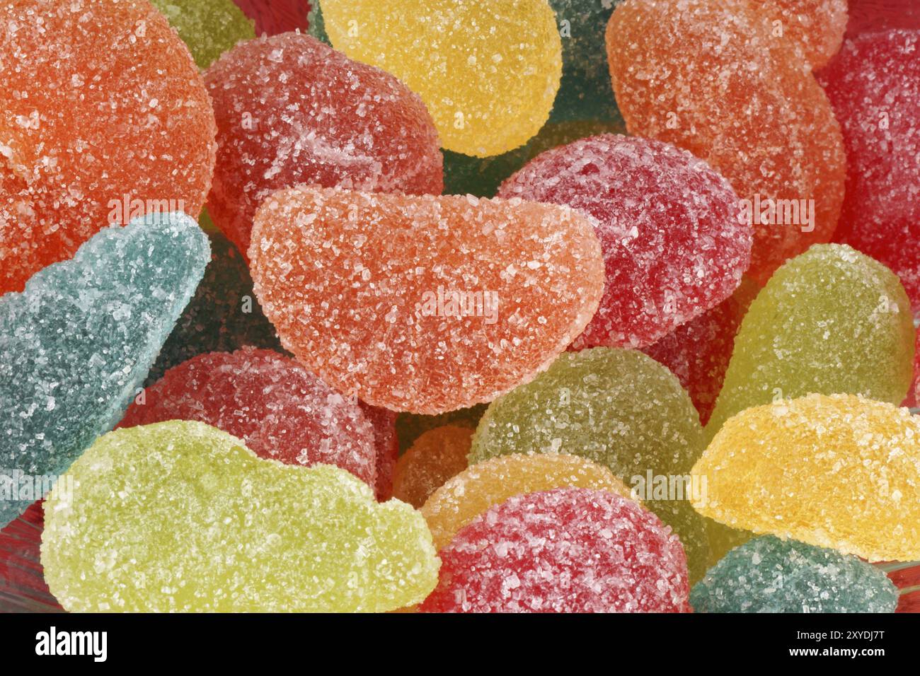 Assorted shaped and flavored fruit jellies background Stock Photo - Alamy