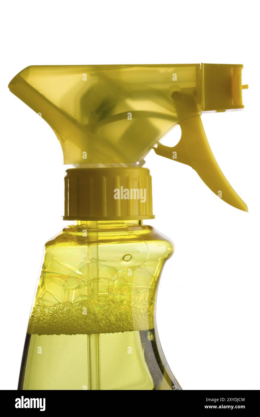 Blue and yellow trigger spray bottles Stock Photo - Alamy