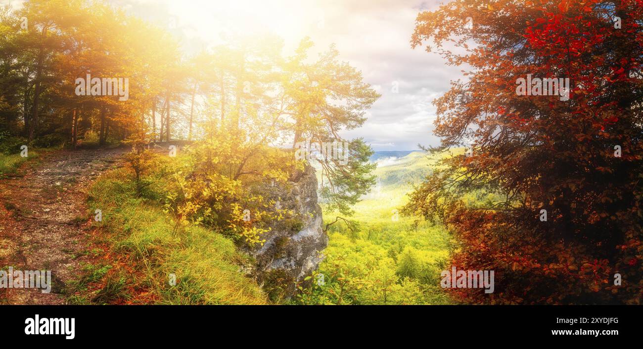 The Hanging Stone is an excursion destination on the Albtrauf in the ...