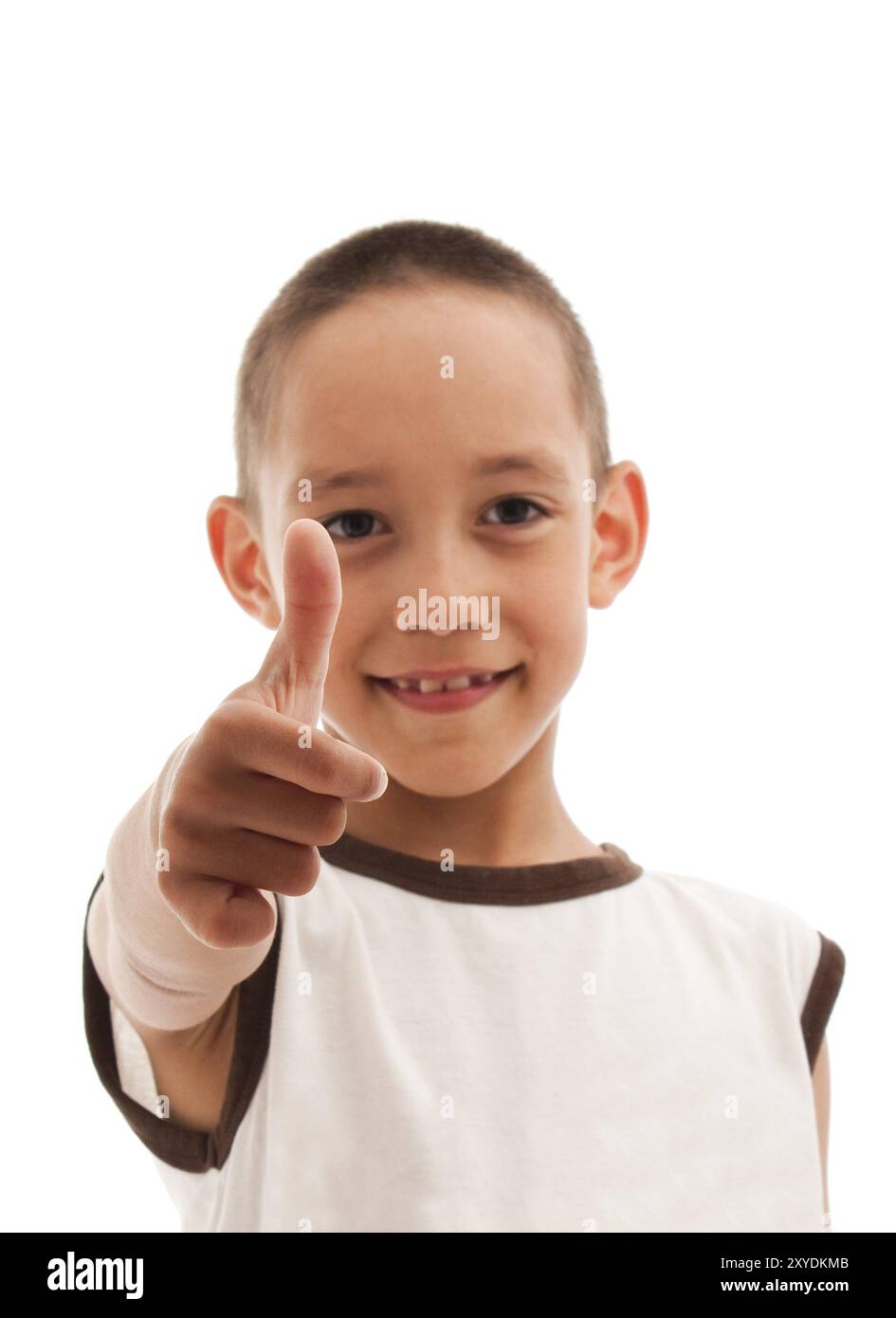 Young boy showing OK isolated on white Stock Photo - Alamy