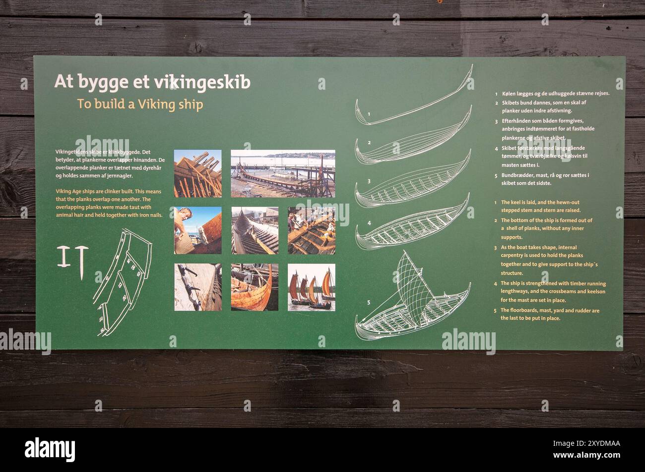 Board illustrating how to build a viking ship, Viking Ship Museum ...