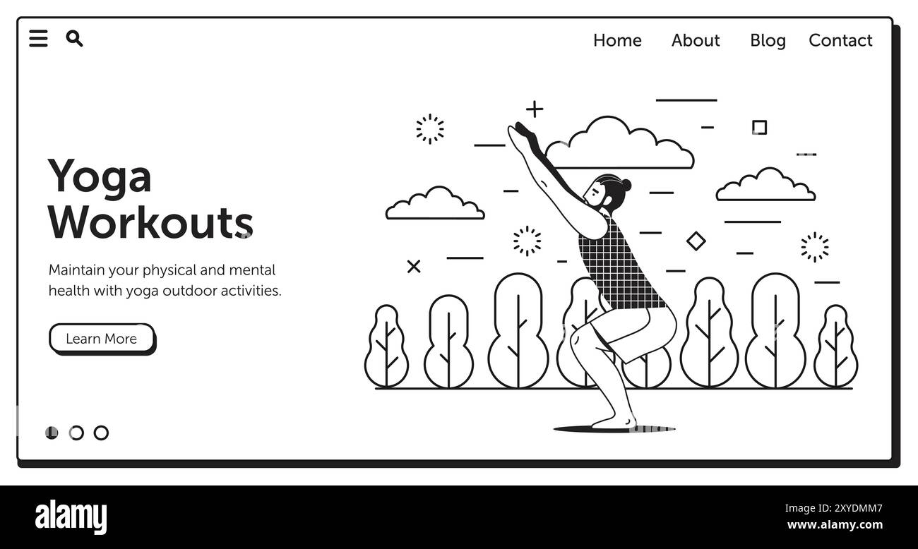 Outdoor Yoga and Fitness Classes Horizontal Banner Stock Vector Image ...