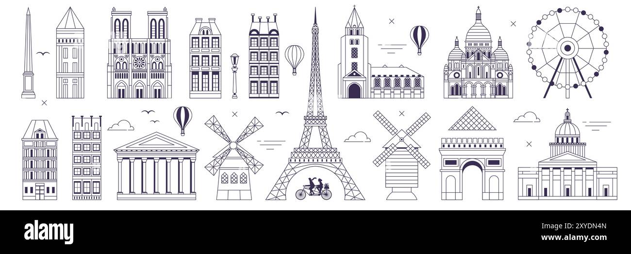 Travel Paris Web Banner with Popular Landmarks Stock Vector Image & Art ...