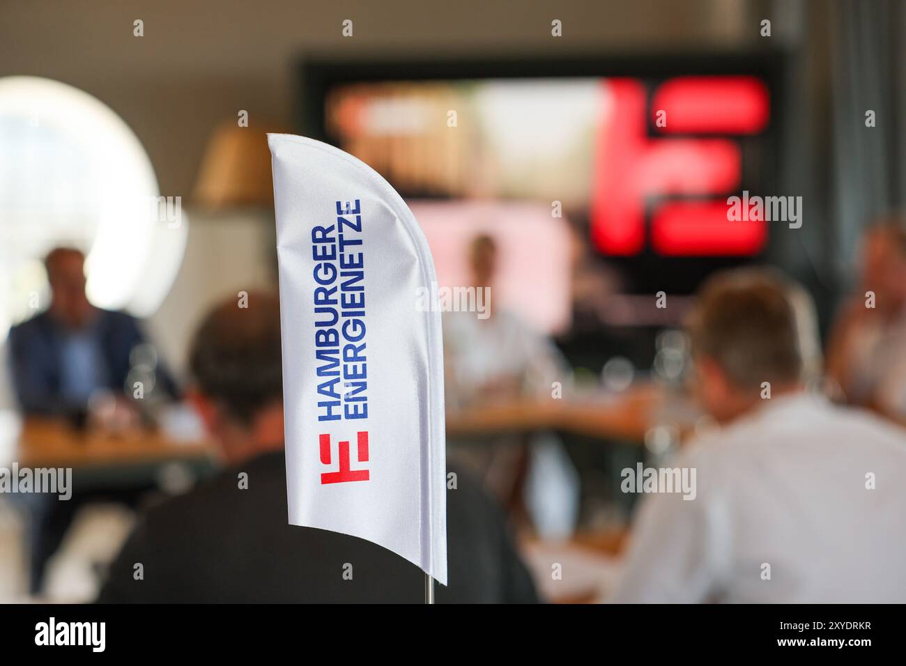 Hamburg, Germany. 29th Aug, 2024. A pennant with the logo of Hamburger ...