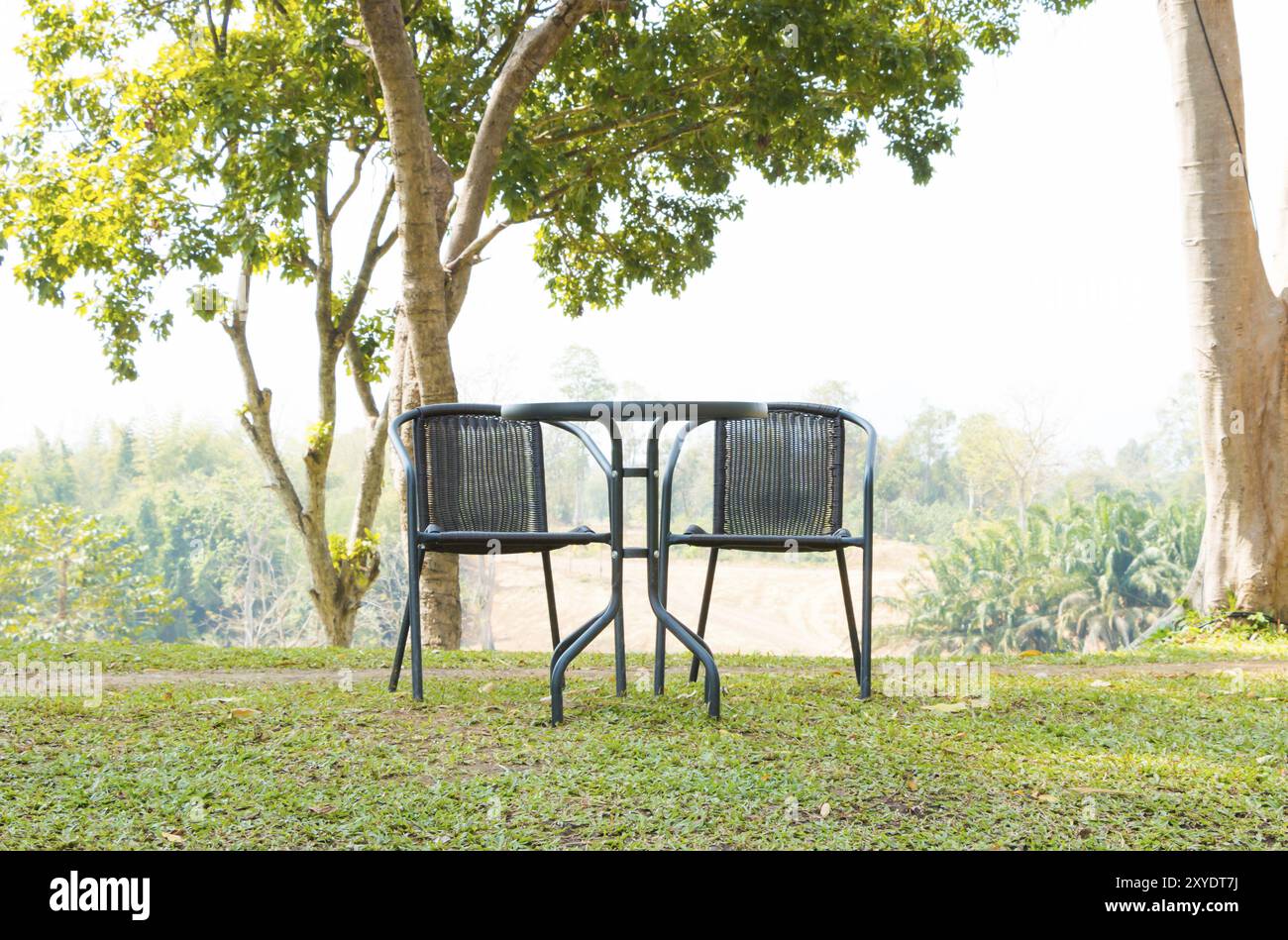 Empty chairs tables standing outdoors hi-res stock photography and ...
