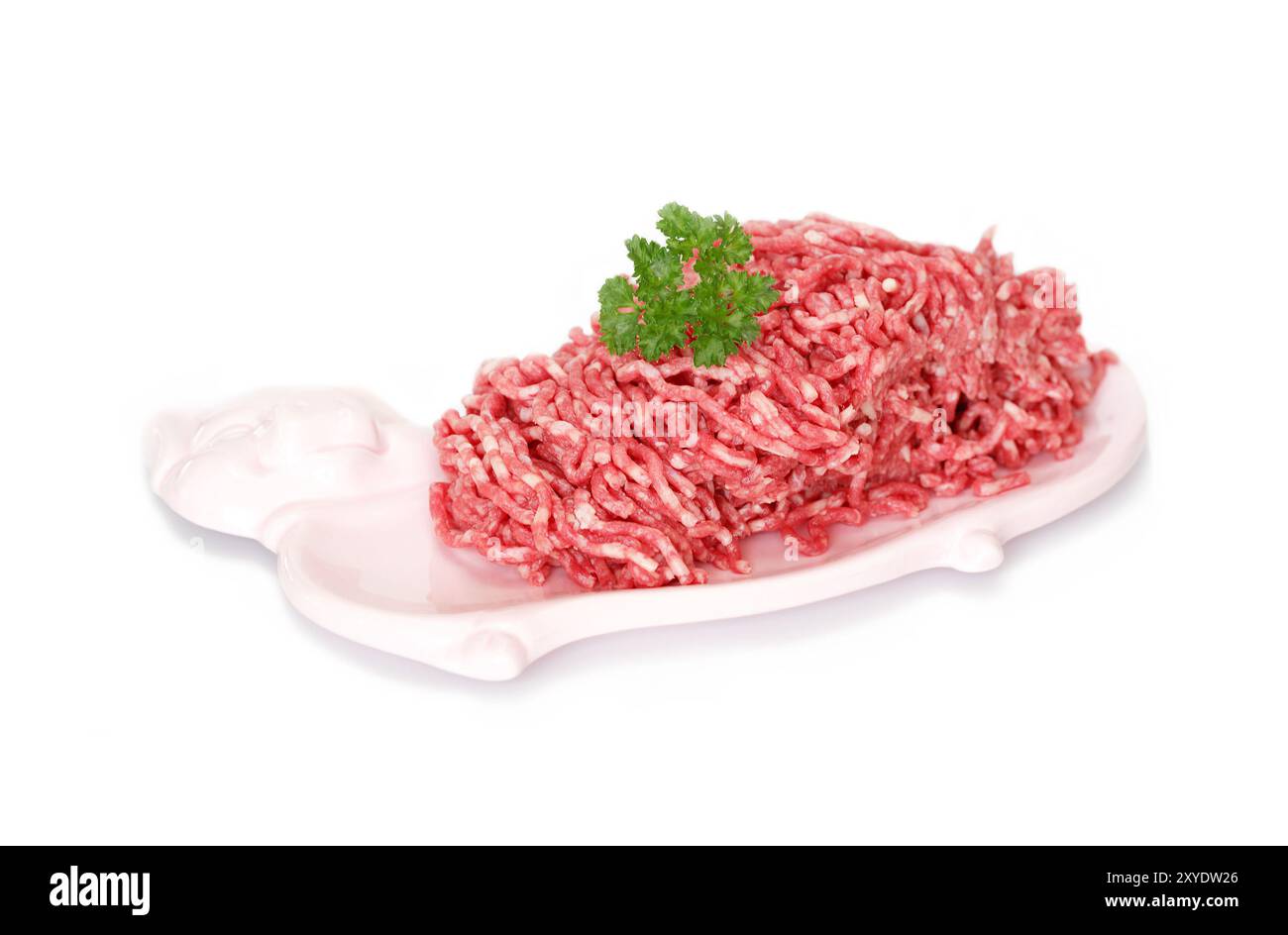 Detail of raw minced meat isolated on white Stock Photo - Alamy