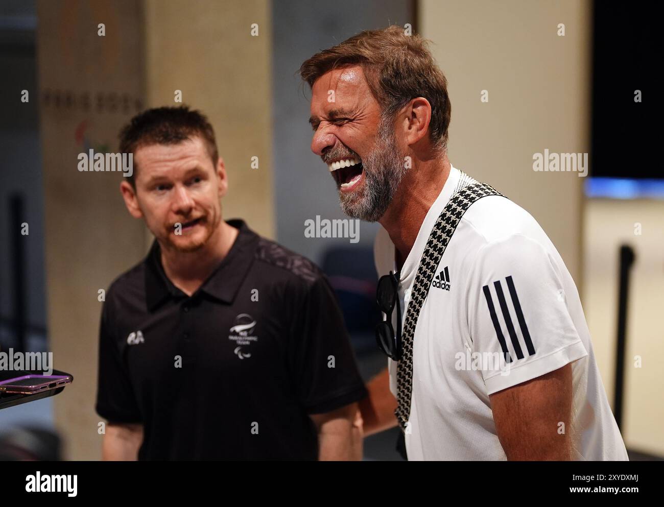 Jurgen Klopp and New Zealand's Wojtek Czyz during the Para Badminton at ...