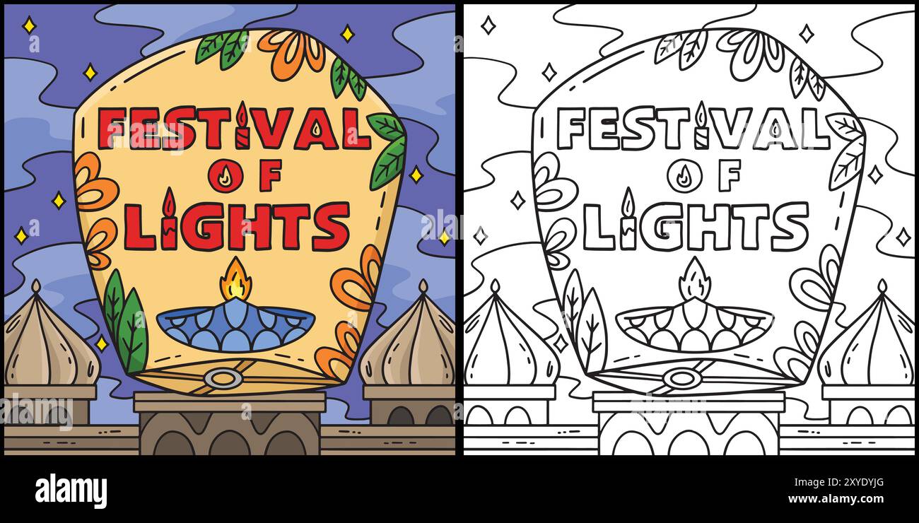 Diwali Festival of Lights Coloring Illustration Stock Vector Image ...