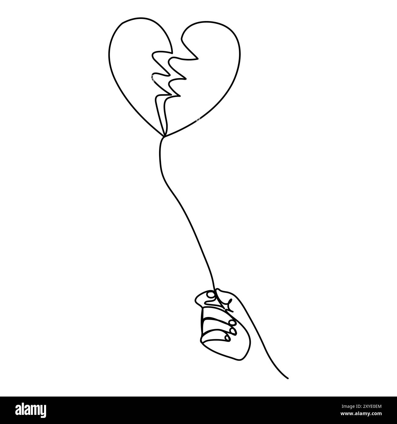 Continuous single line drawing heart valentine's day love vector ...