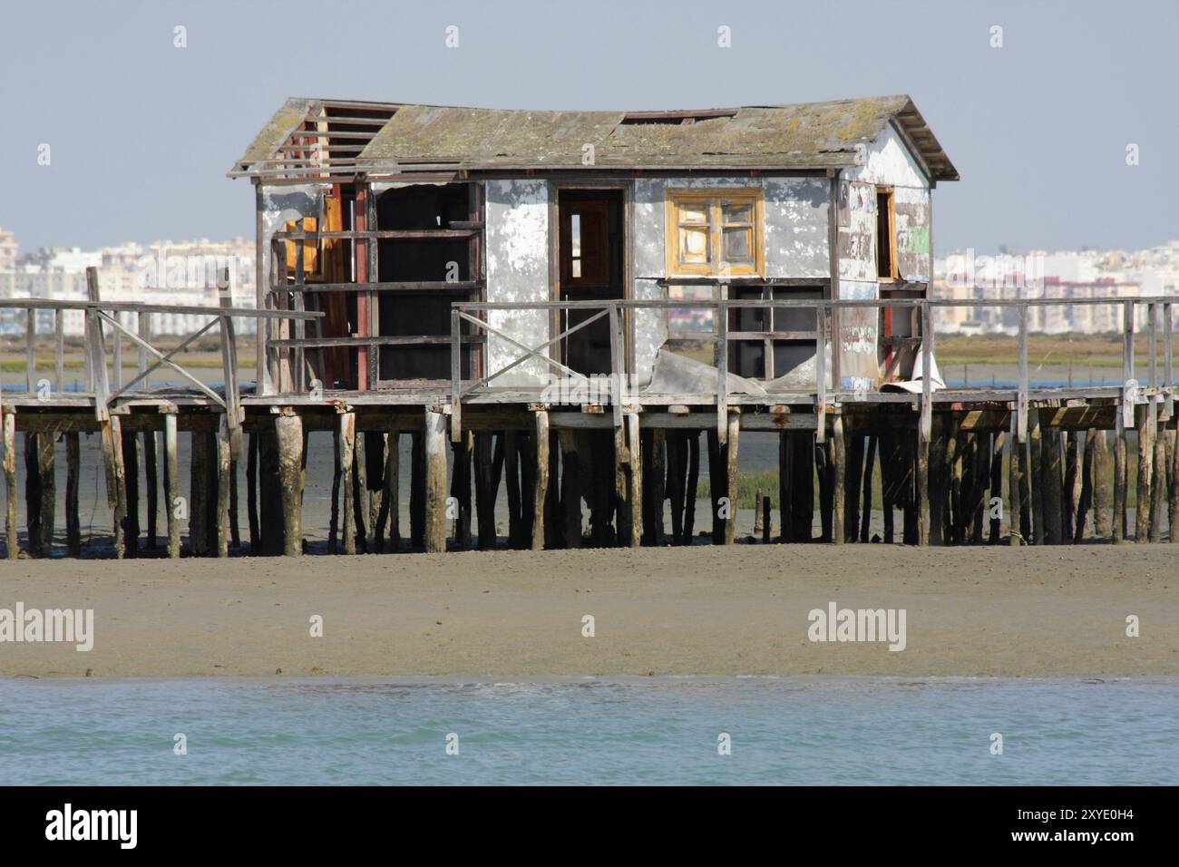 Old pile house in Sancti Petri with a view of Cadiz/Spain Stock Photo ...