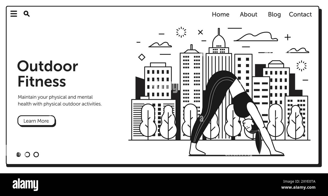 Outdoor Yoga and Fitness Classes Horizontal Banner Stock Vector Image ...