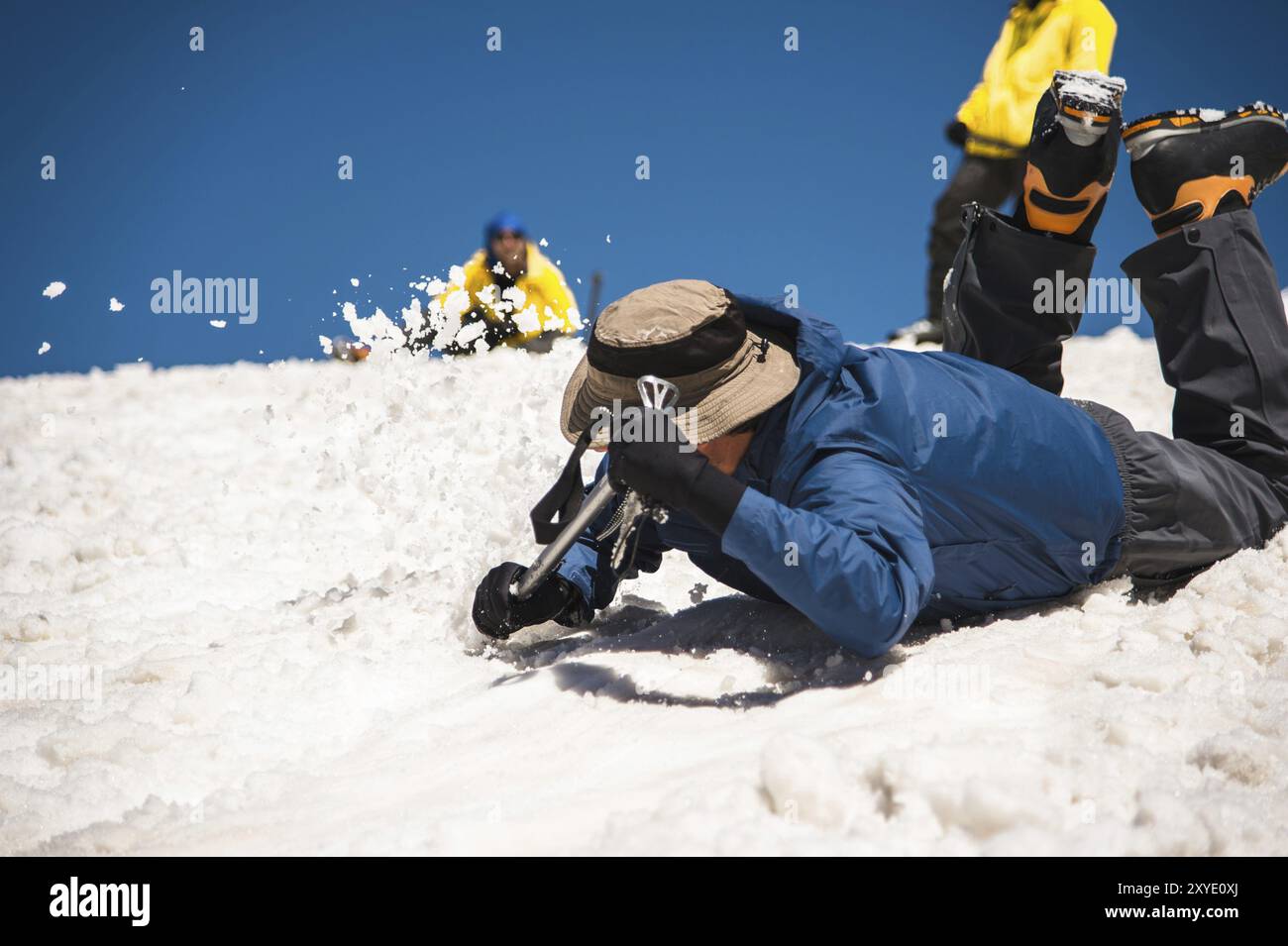 Training to correct slip on a slope or a glacier with the help of an ...