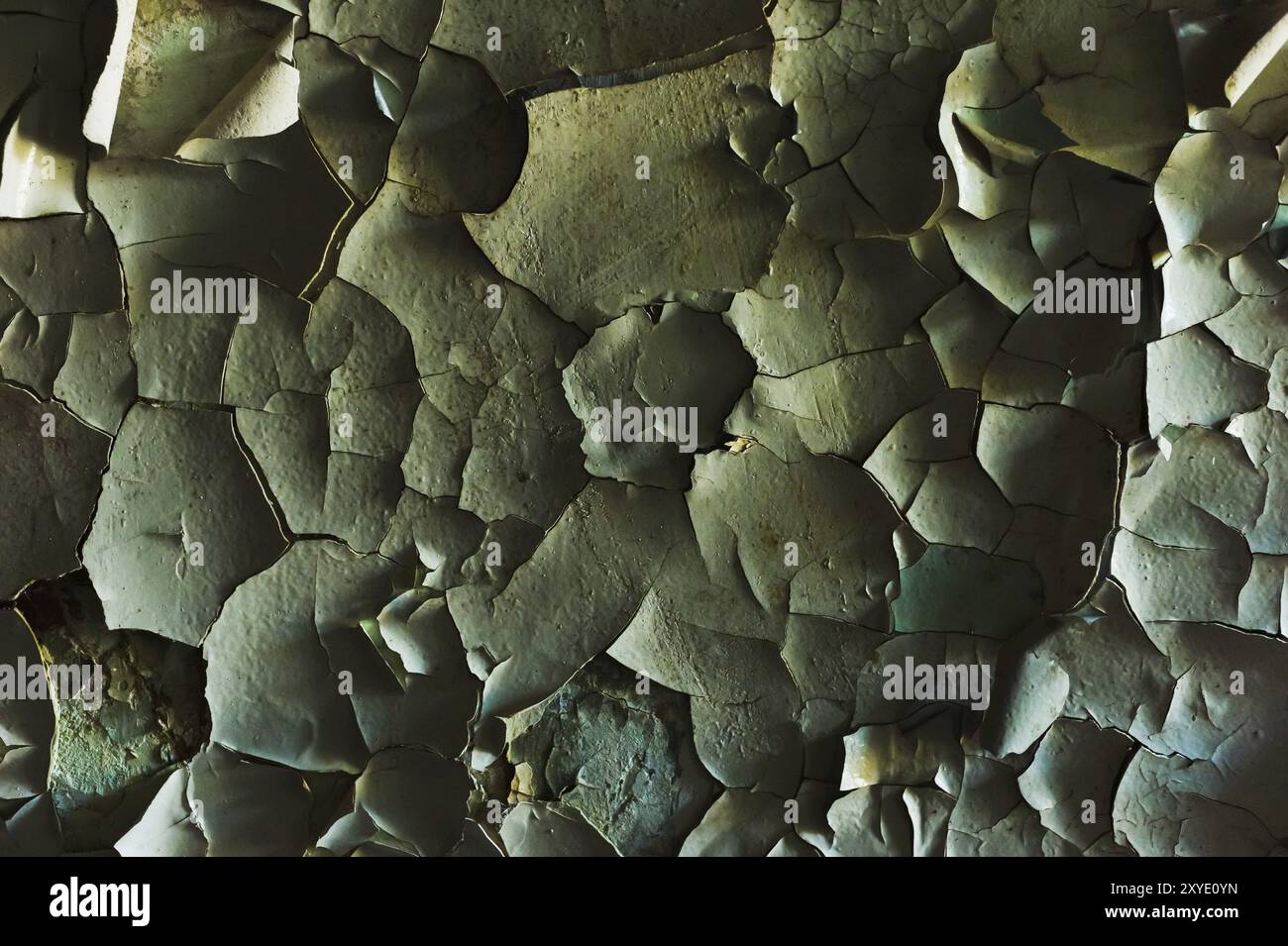 A surface with an old cracked paint splitting large pieces Stock Photo ...