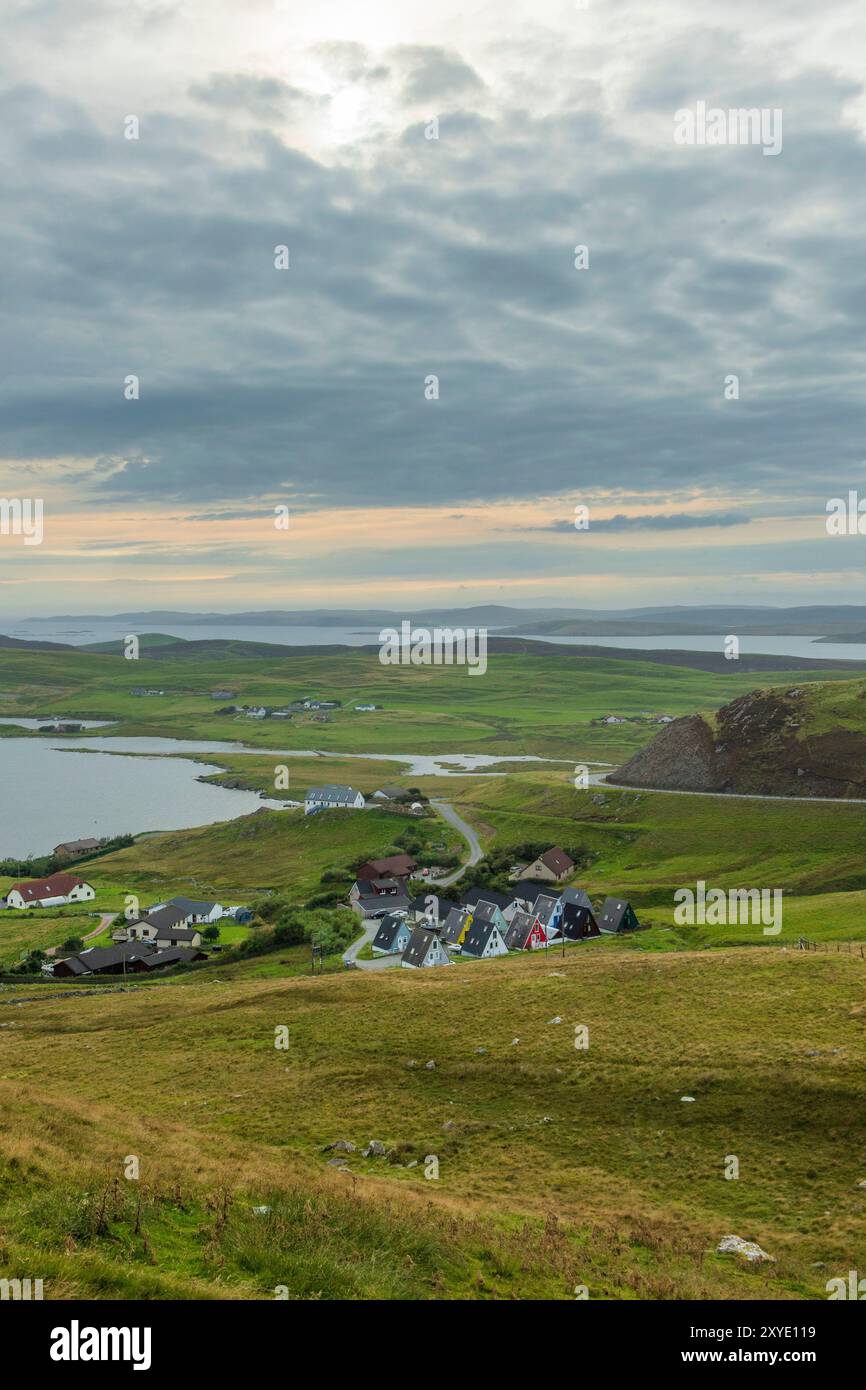 Stormy skies over Whiteness Voe, Shetland—captured from the A971 ...
