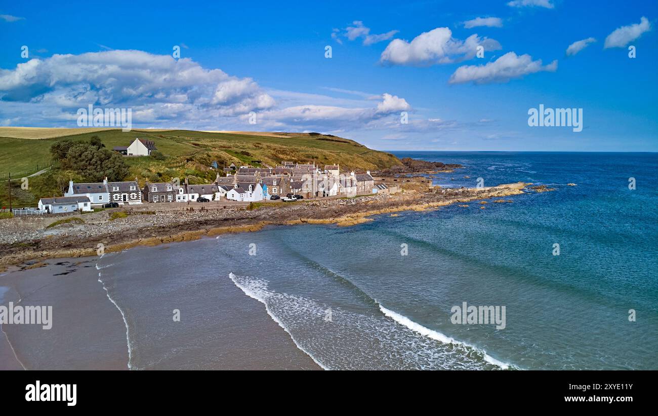 Sandend Aberdeenshire Scotland in summer village houses and a blue ...