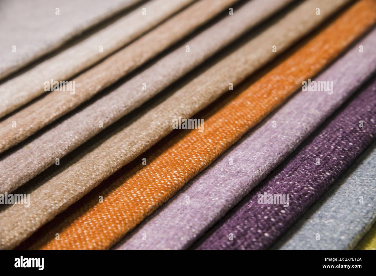 Colorful and bright fabric samples of furniture and clothing upholstery ...