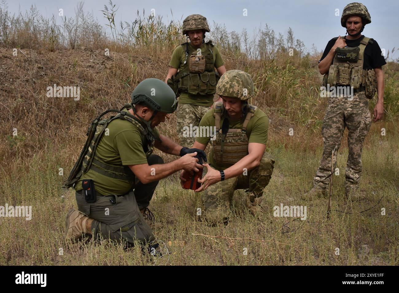 Ukrainian servicemen (sappers) of 141st Separate Infantry brigade are ...