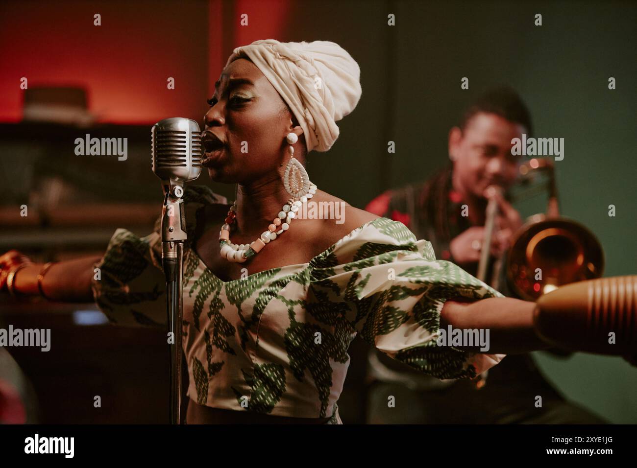 Black Woman Singing Emotional Jazz Song Stock Photo - Alamy