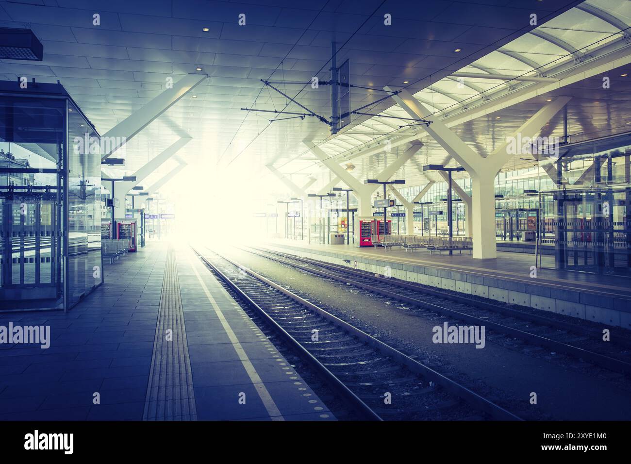 Travelling scene on train station, rail platform or track Stock Photo ...