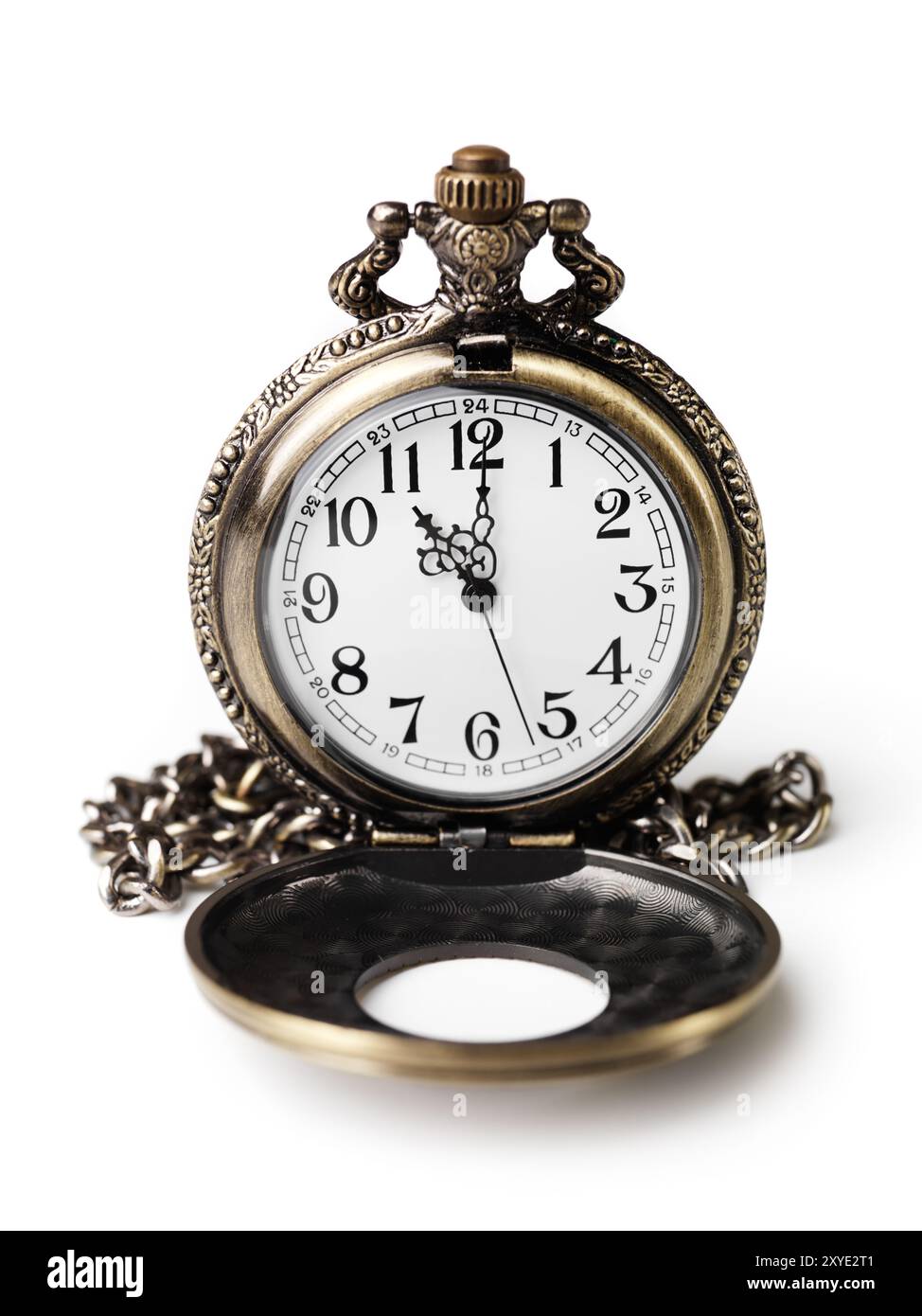 Antique pocket watch with open lid. Isolated on white background Stock ...