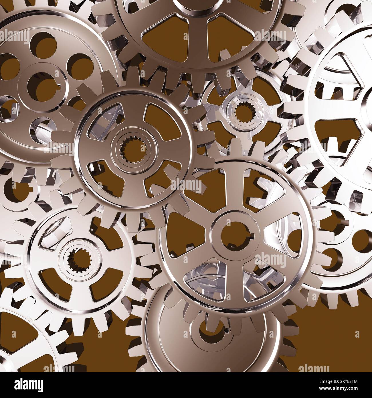 3D illustration of a Set of gears, pinion wheels, Abstract complicated ...